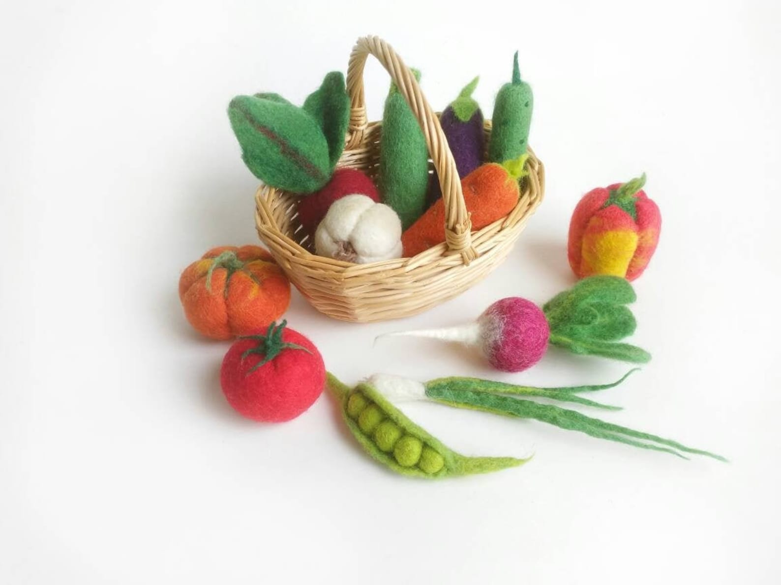 Needle Felted Vegetables Set of 12 Pretend Play Food Kitchen - Etsy