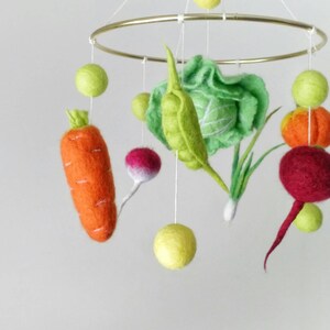 Needle Felted Veggie Mobile Hanging Vegetables Nursery Mobile Greenery ...