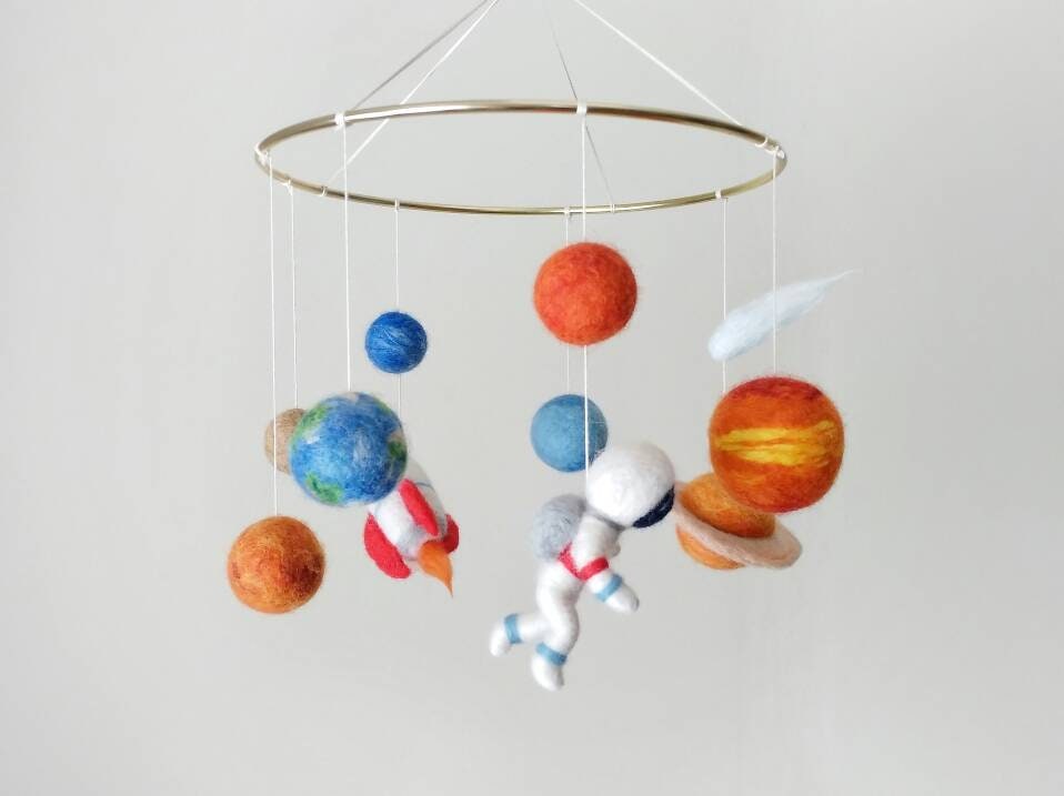 Solar system mobile baby Space mobile nursery Felt planets | Etsy