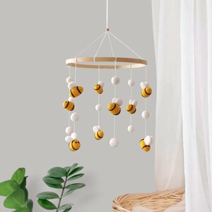 Bee Mobile Bumble Bee Baby Mobile Girl Felt Bee Crib Mobile Neutral ...
