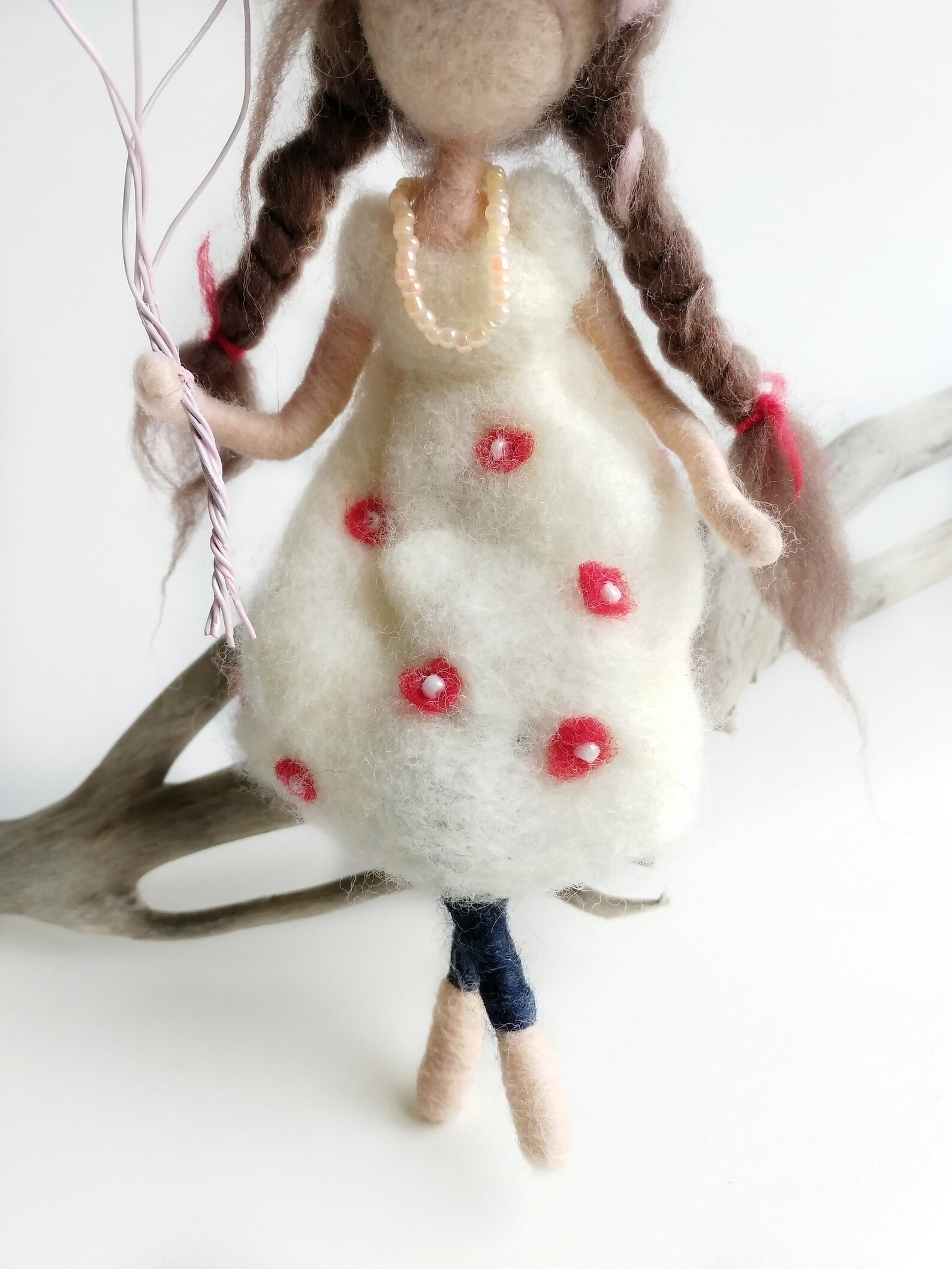 Needle Felted Doll With Balloons Felted Fairy Mobile Waldorf | Etsy