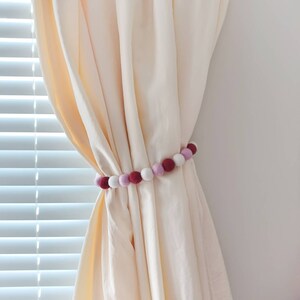 Burgundy Curtain Tie Backs Girls Nursery Curtain Tiebacks Felt Ball Tie ...