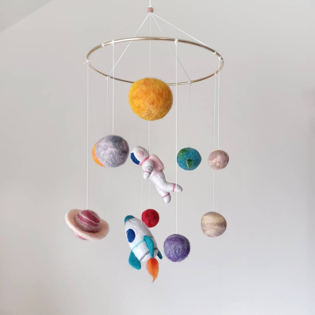 Solar System Mobile Nursery Outer Space Mobile Crib Felt Planet Mobile ...