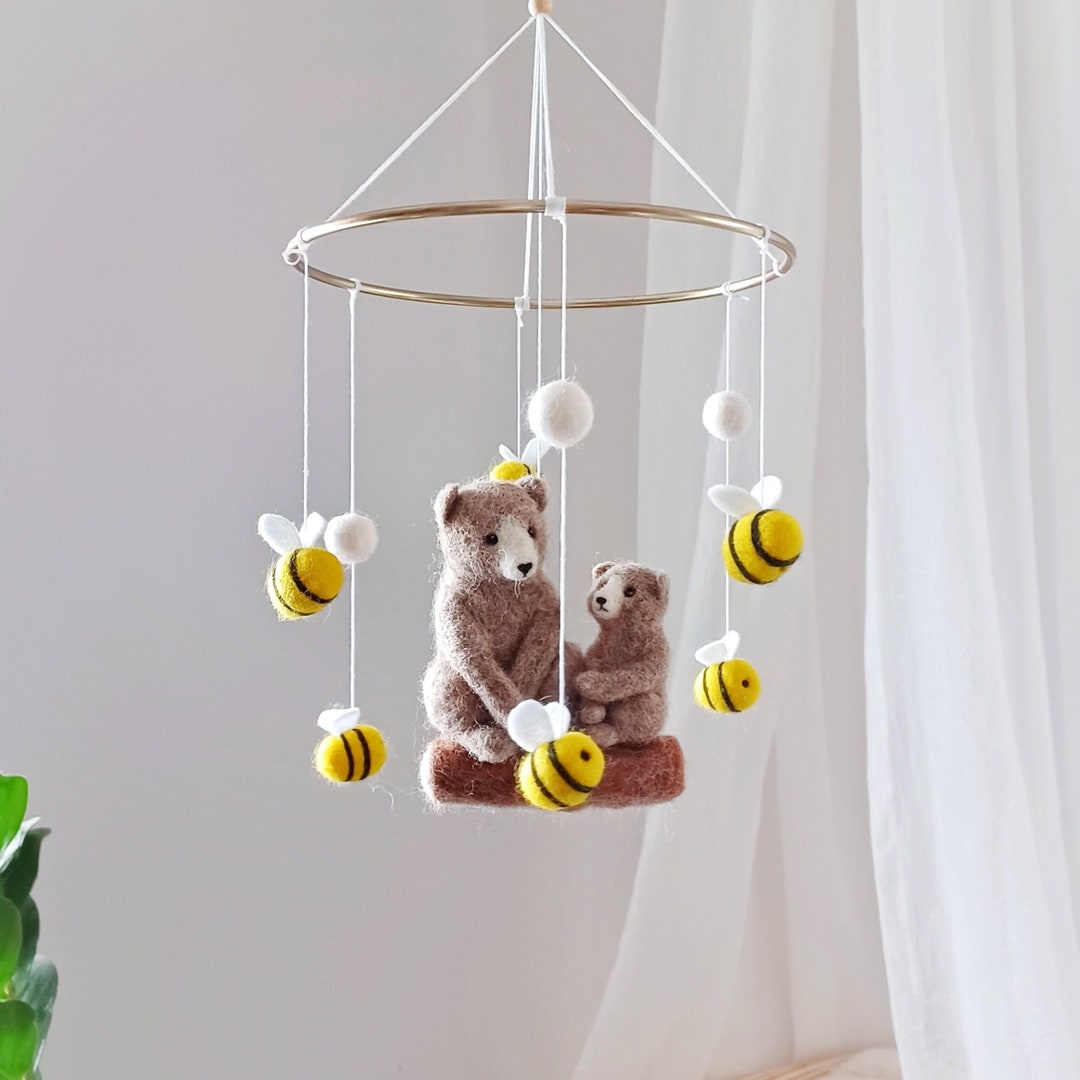 Bear Mobile Bumble Bee Mobile Nursery Woodland Baby Mobile Forest ...