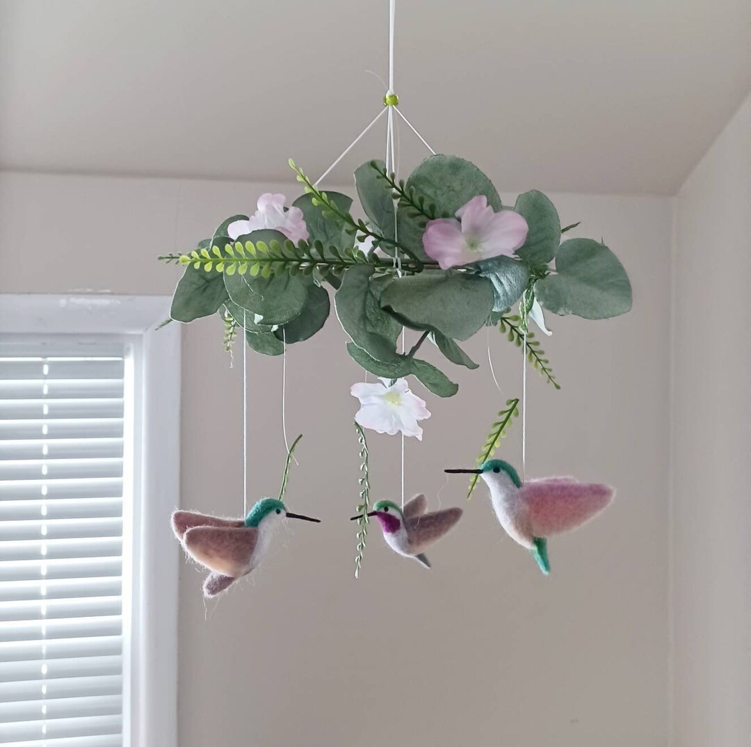 Hummingbird Mobile Tropical Bird Mobile Nursery Nature Baby Mobile Girl ...