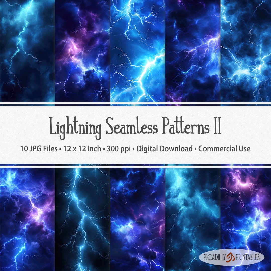 Lightning Seamless Patterns 2 for Wallpapers, Textiles, Wrapping Paper ...