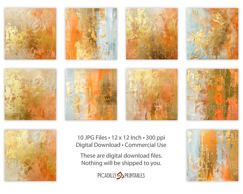 Orange and Gold Backgrounds - 10 JPG Files - 300 PPI - 12x12 ...