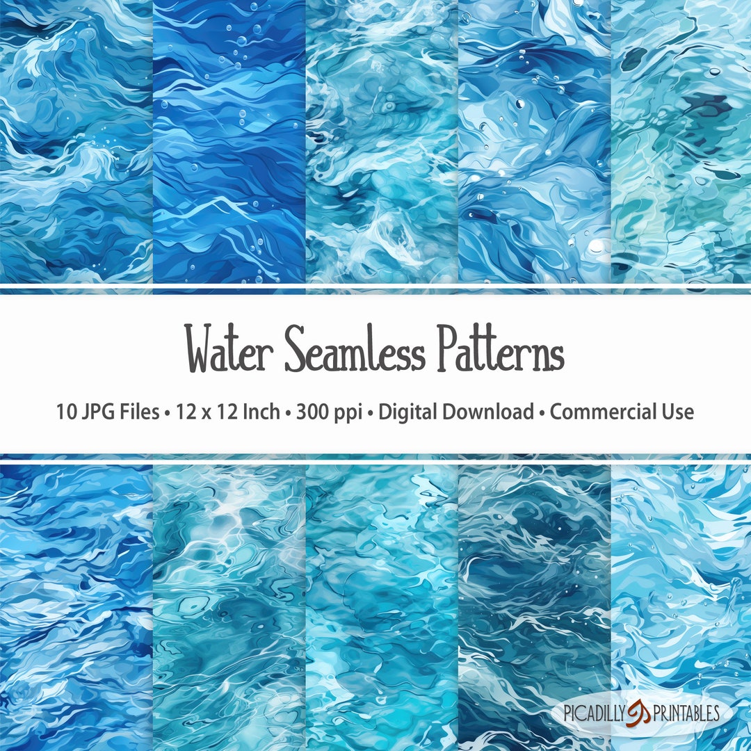 Water Seamless Patterns - Digital Water Pictures - 10 JPG Images - 300 ...