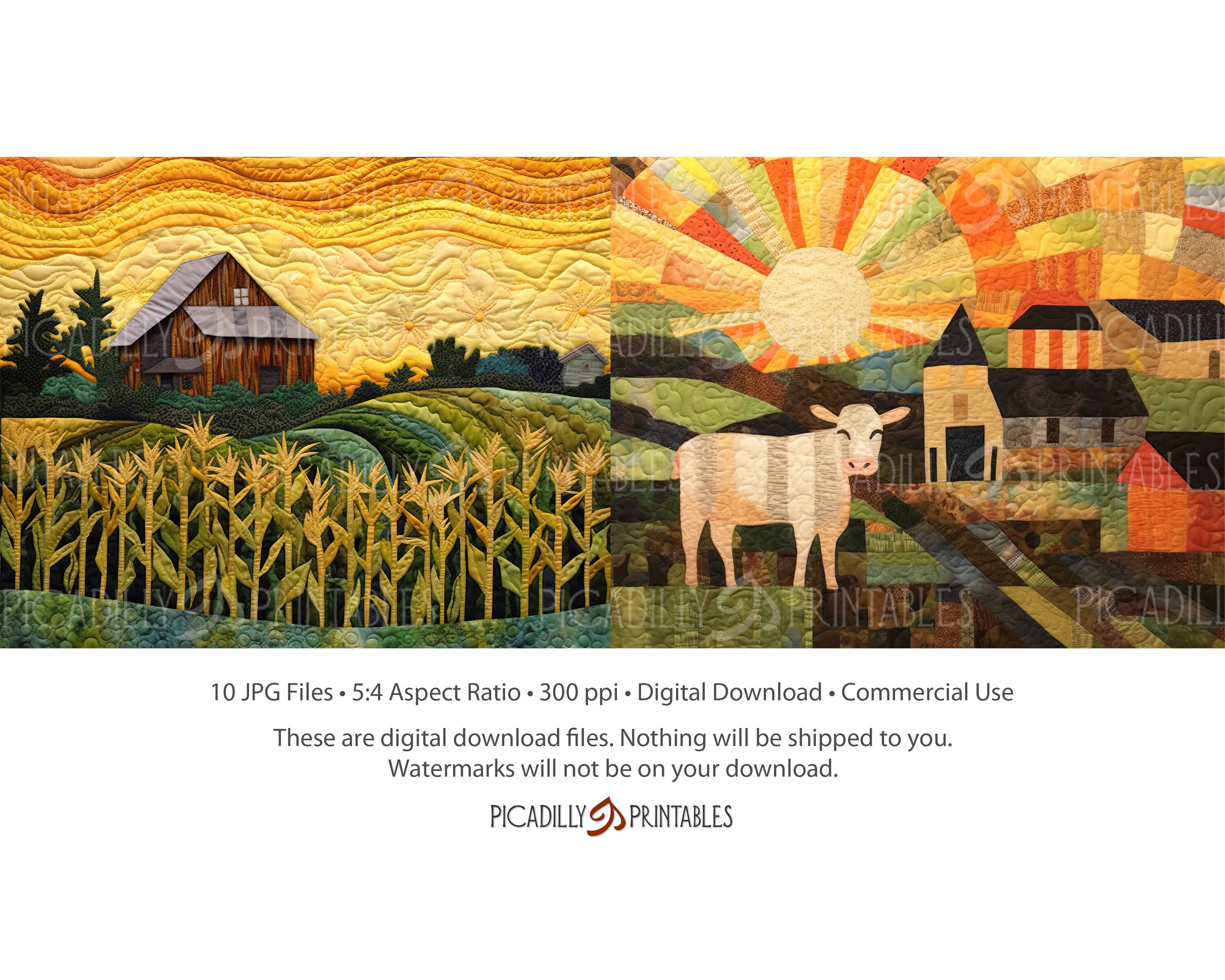 Quilted Farm Scenes - Backgrounds With a Quilted Look for Scrapbooking ...