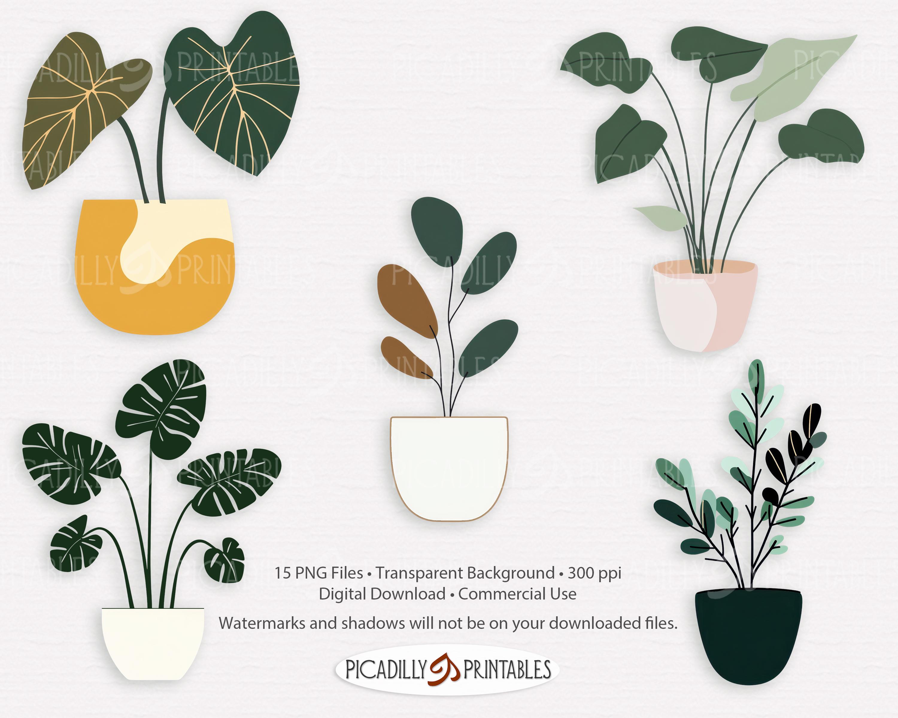 Potted Plants Clip Art 15 PNG Files With Transparent Backgrounds 300 ...