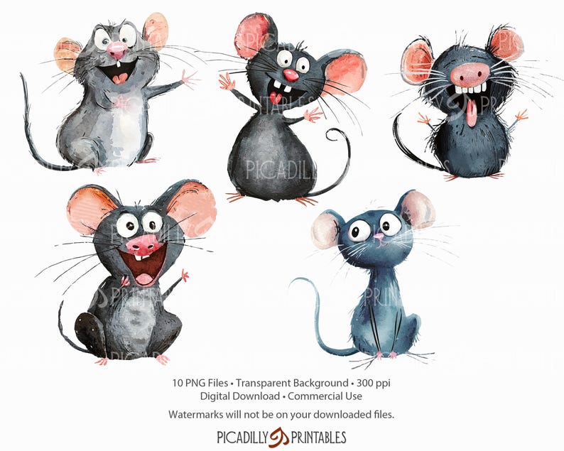 Mischievous Mice Clip Art - 10 PNG Files With Transparent Backgrounds ...