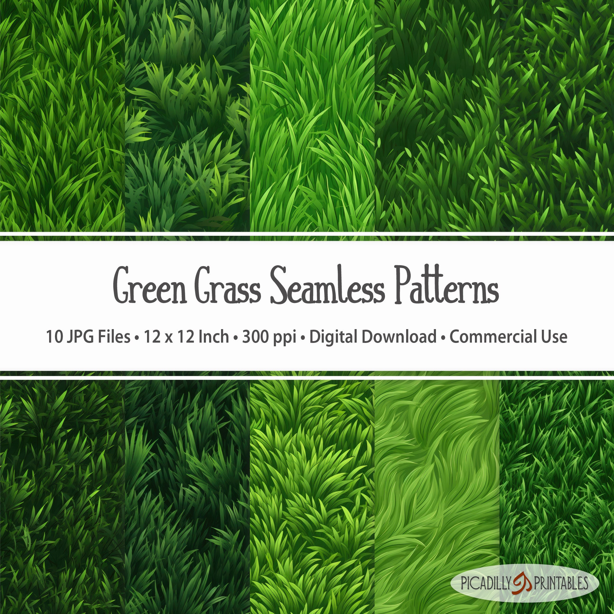 Grass Seamless Patterns for Wallpapers, Textiles, Wrapping Paper 10 JPG ...
