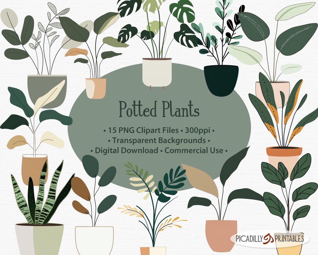Potted Plants Clip Art - 15 PNG Files With Transparent Backgrounds ...