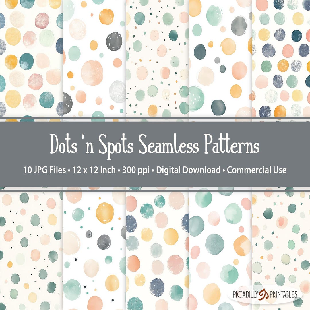 Dots 'n Spots Seamless Patterns 1 - Neutral Color Watercolor Dot ...