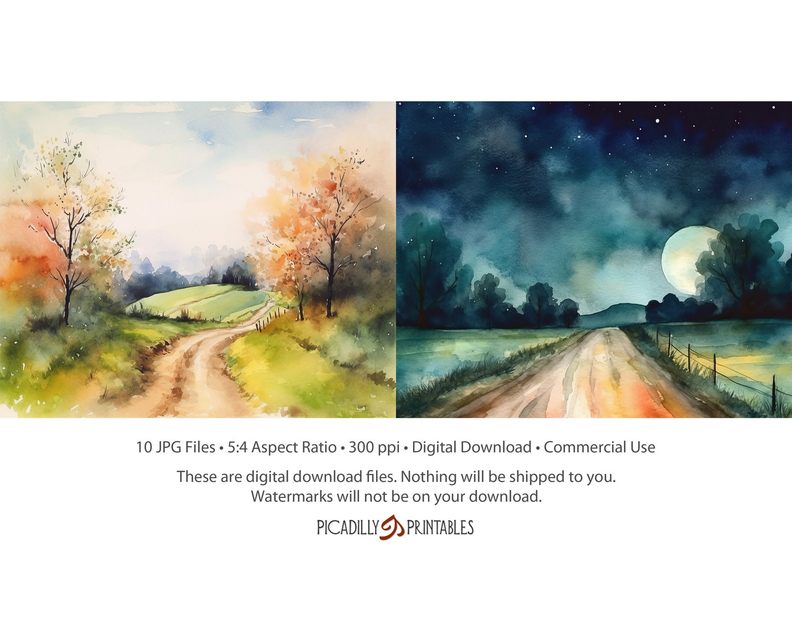 Country Roads Watercolor Dirt Road Backgrounds for Scrapbooking ...