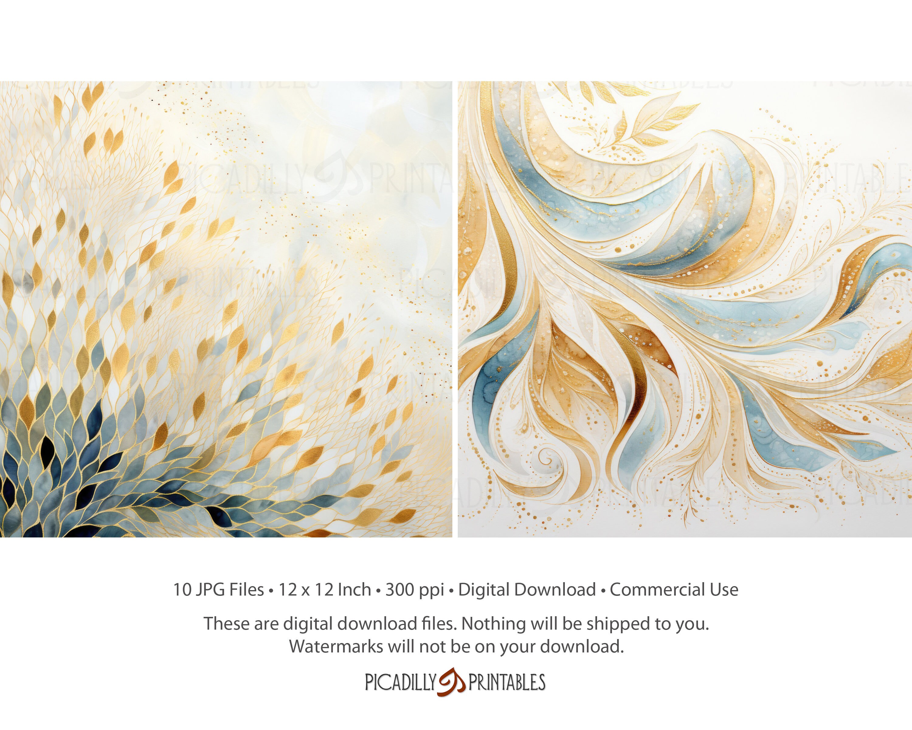 White & Gold Digital Papers Backgrounds for Scrapbooking, Card Making ...