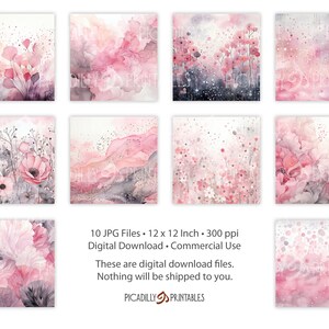Pink & Gray Digital Papers - Watercolor Background Images for ...
