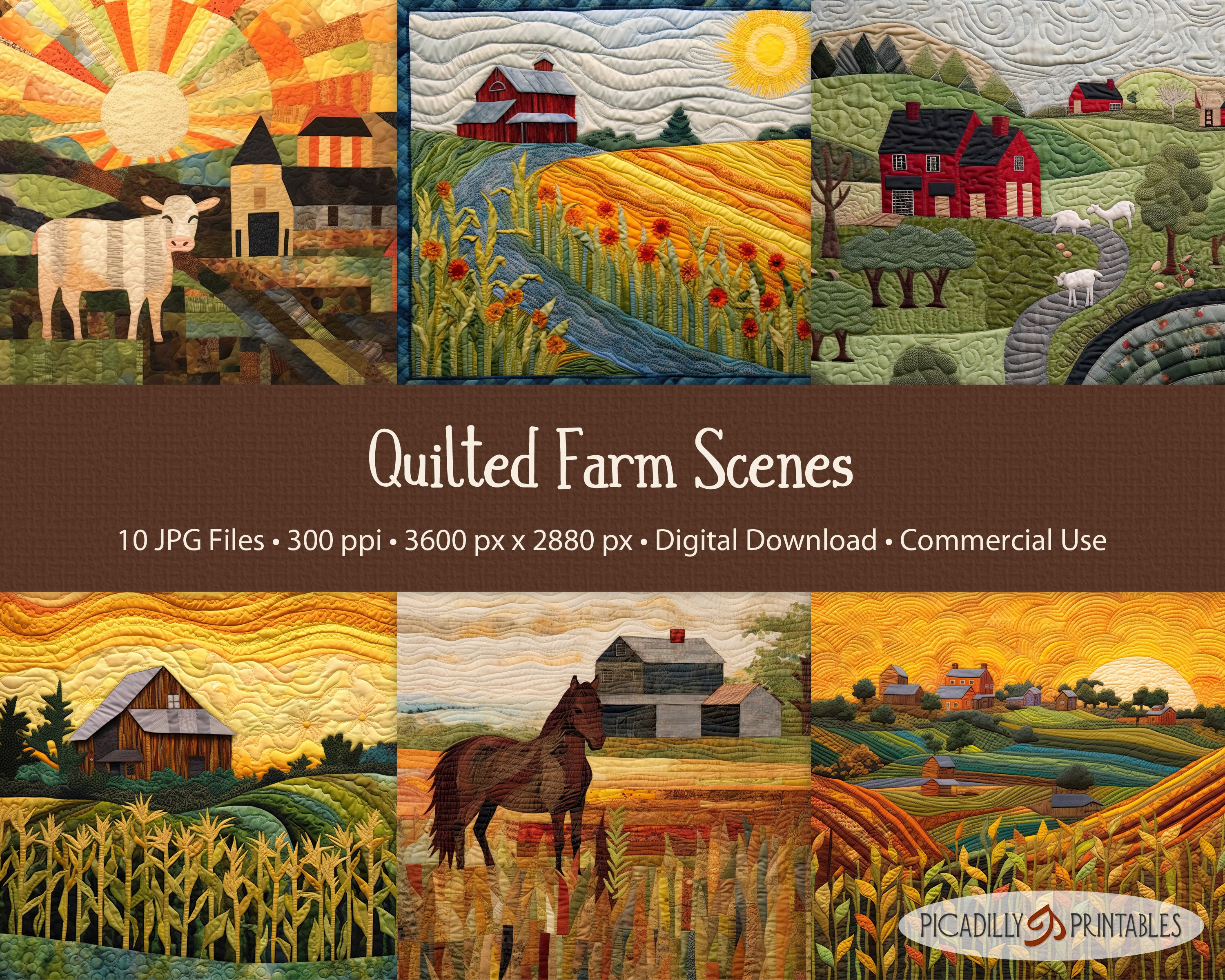 Quilted Farm Scenes - Backgrounds With a Quilted Look for Scrapbooking ...