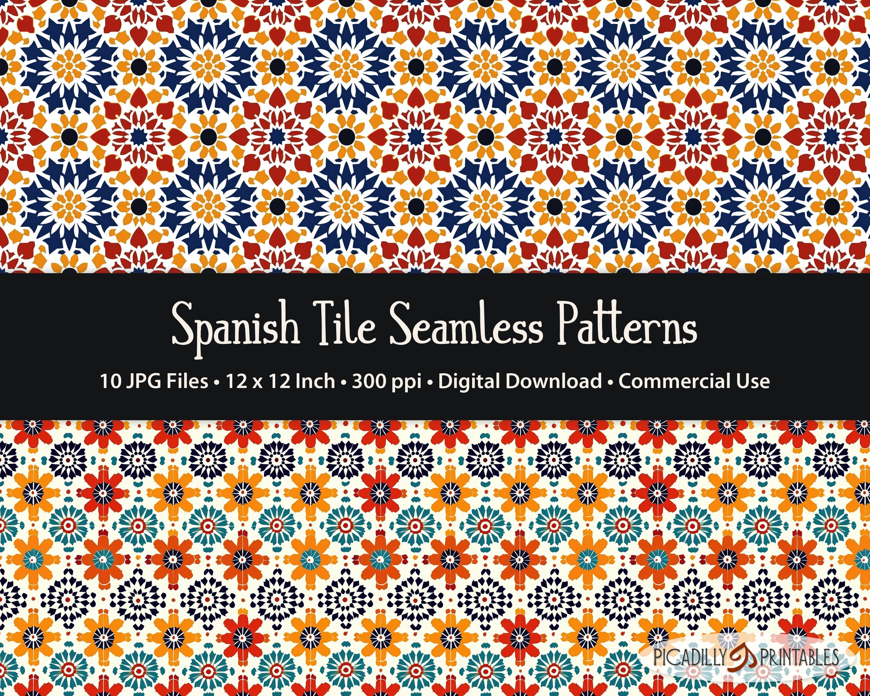 Spanish Tile Seamless Patterns for Wallpapers, Textiles, Wrapping Paper ...