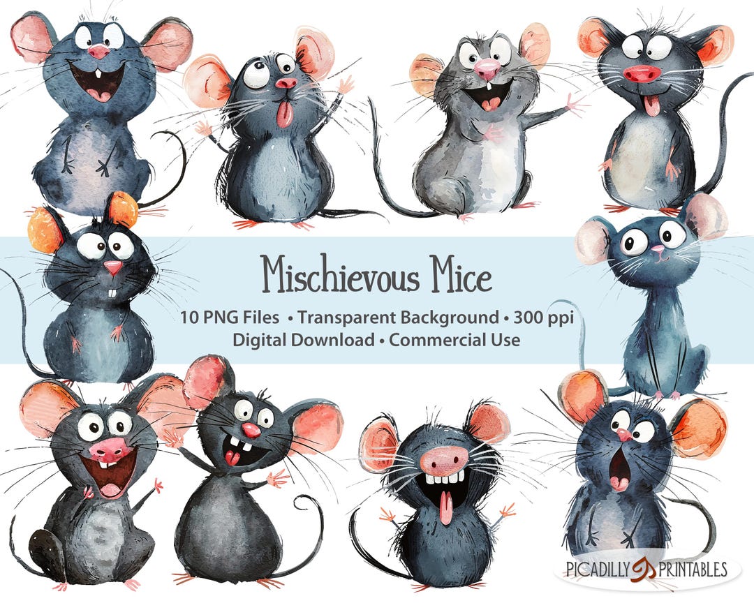 Mischievous Mice Clip Art - 10 PNG Files With Transparent Backgrounds ...