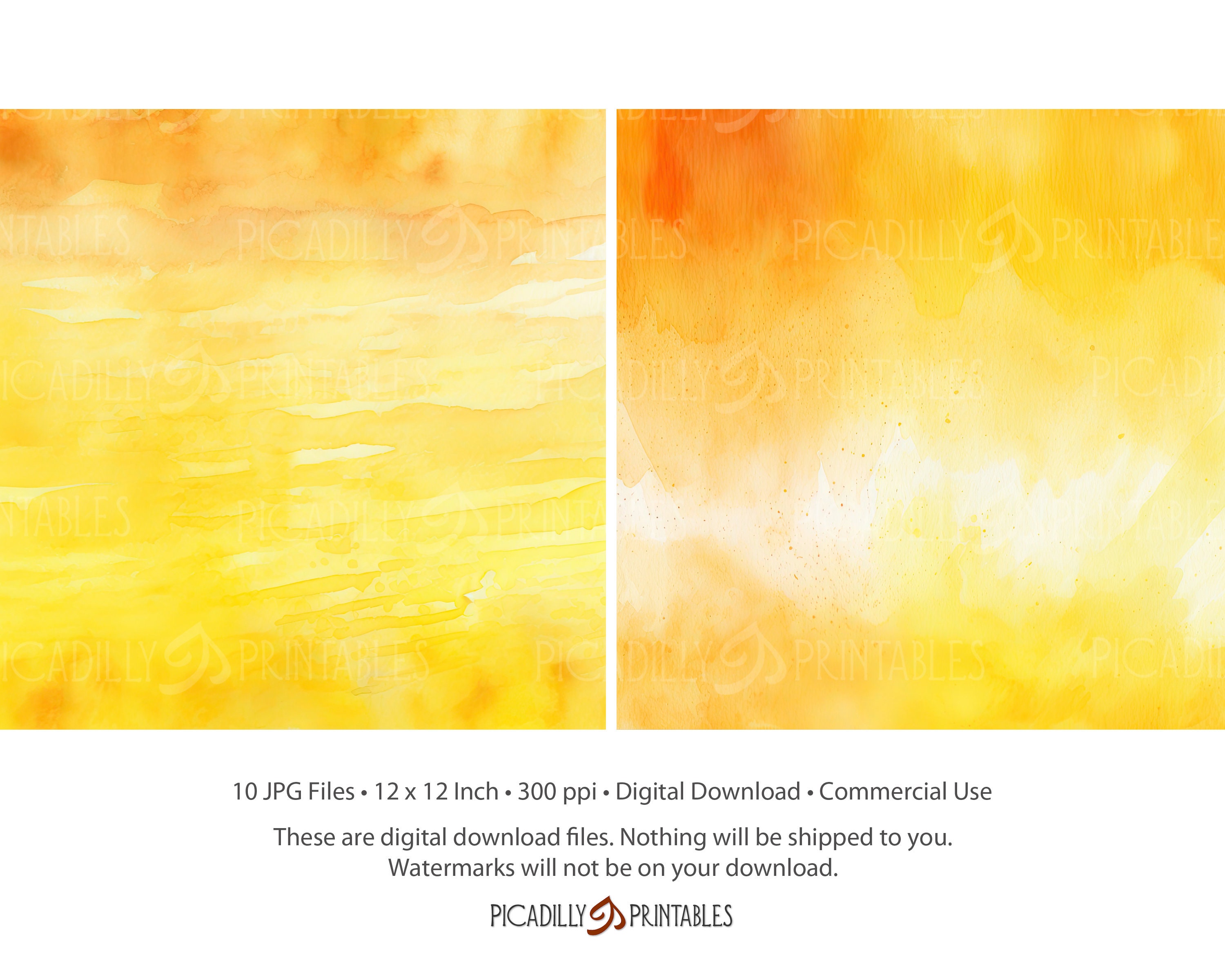 Yellow Gradient Watercolor Digital Papers - Backgrounds for ...