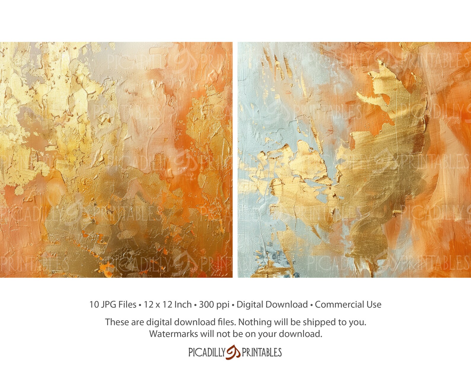 Orange and Gold Backgrounds - 10 JPG Files - 300 PPI - 12x12 ...