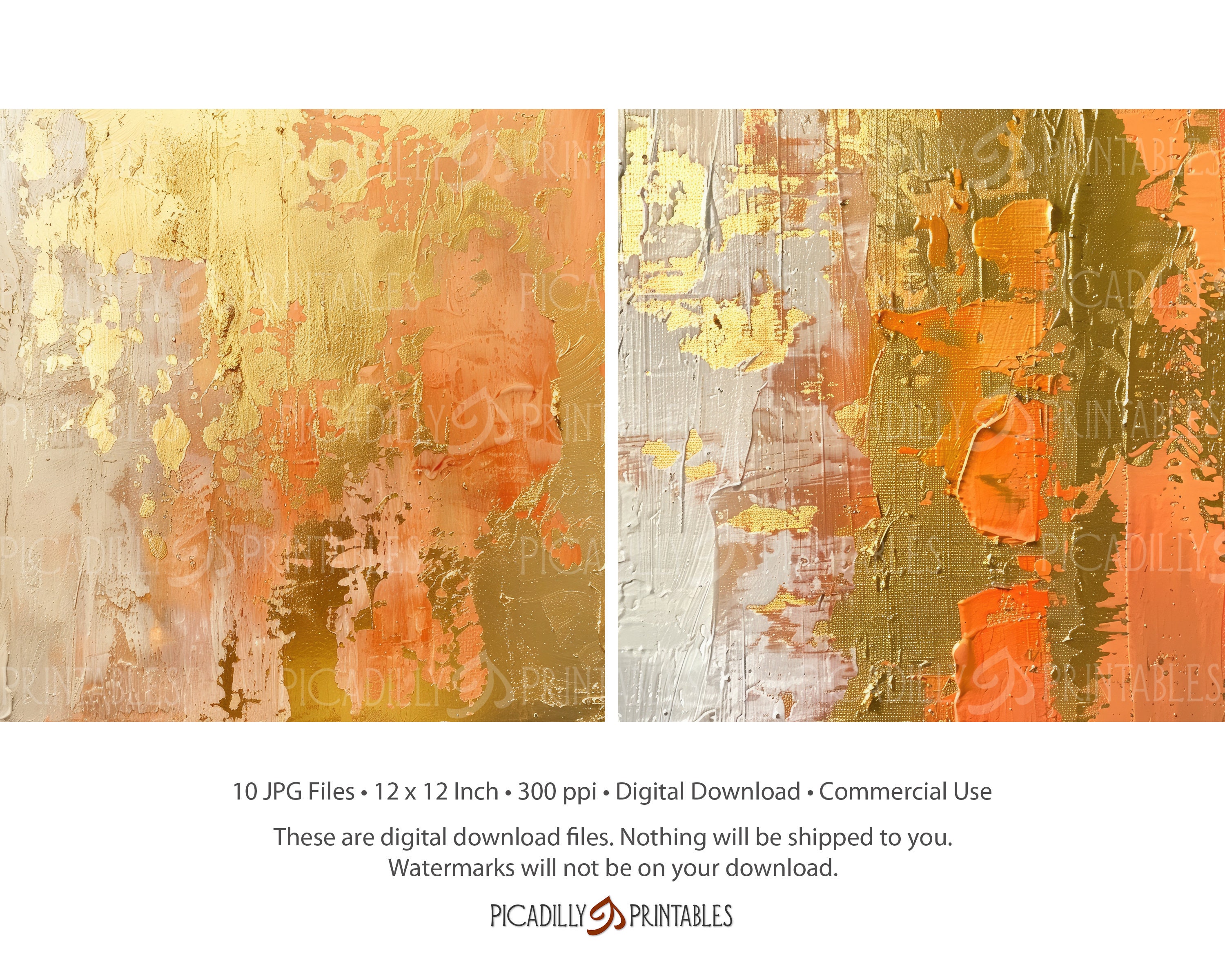 Orange and Gold Backgrounds - 10 JPG Files - 300 PPI - 12x12 ...