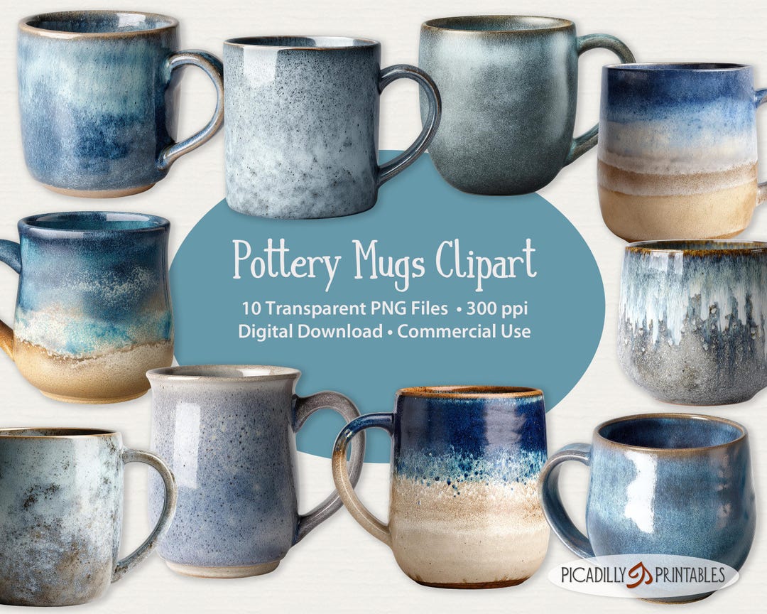 Blue Coffee Mugs Clip Art - 10 PNG Files - Transparent Backgrounds ...