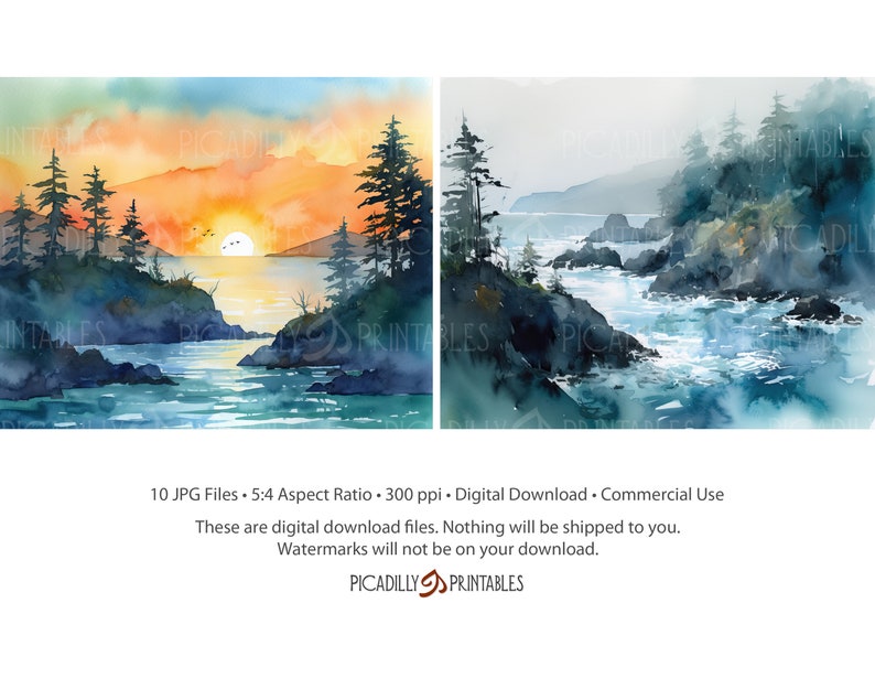 Pacific Northwest - Watercolor Background Images of the PNW Coast and ...