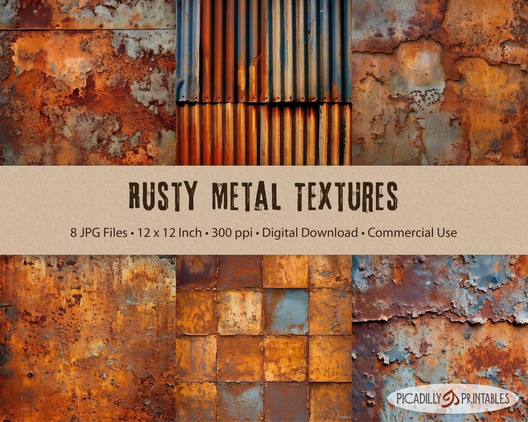 Rusty Metal Textures Digital Papers - 12" X 12" - 8 JPG Background ...