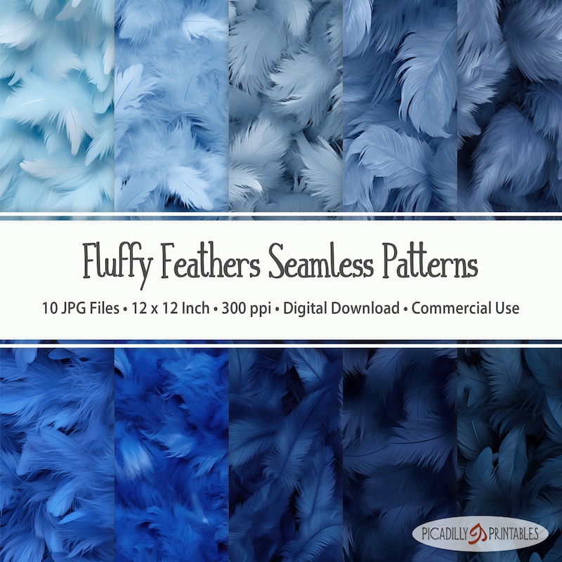 Blue Feather Print - Etsy