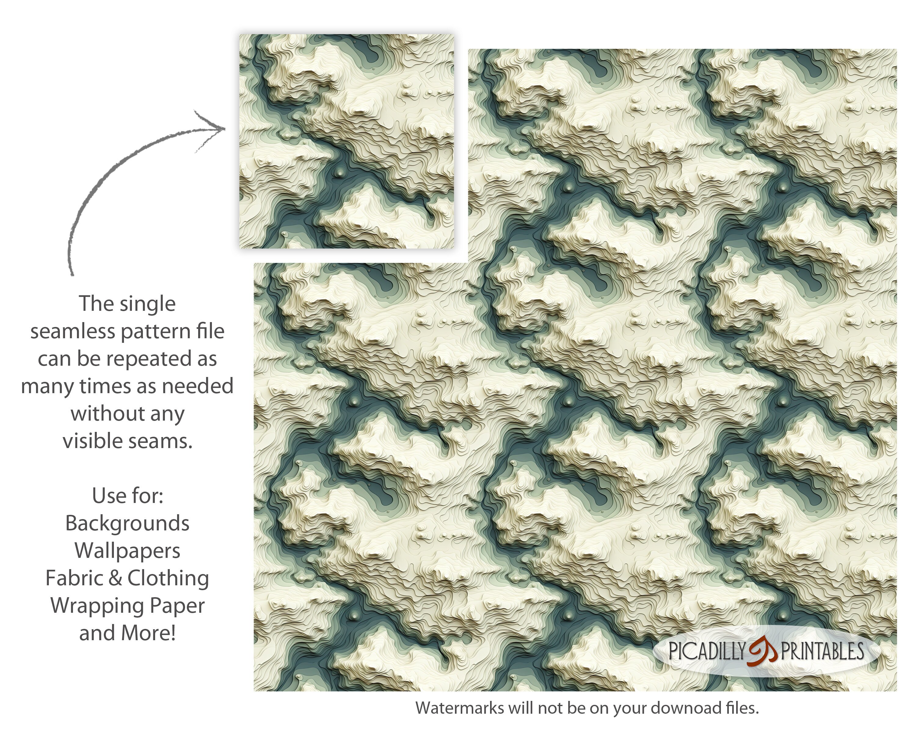 Topography II Map Style Seamless Pattern Backgrounds for - Etsy