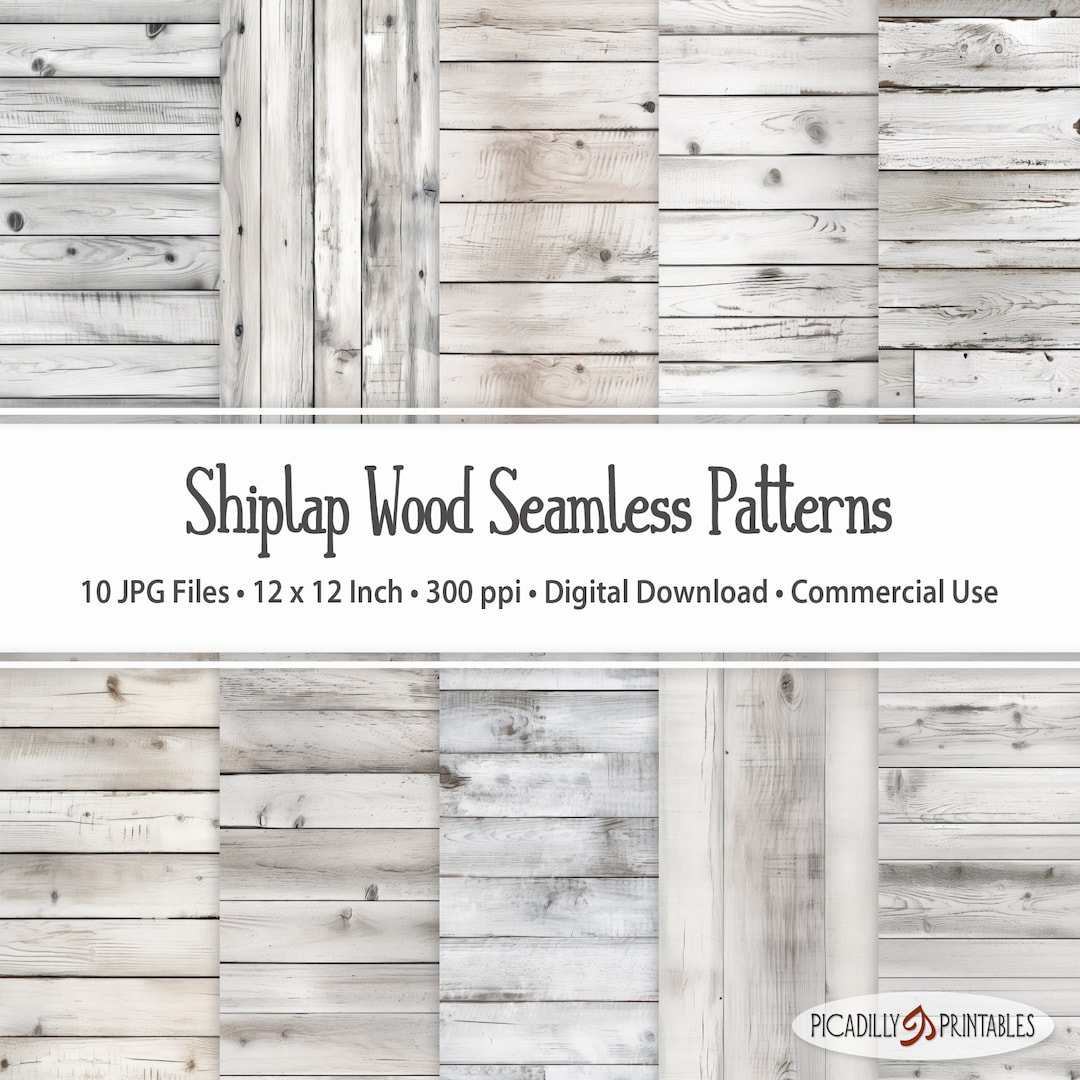 Weathered Shiplap Seamless Patterns - Whitewashed Wall Siding - 10 JPG ...