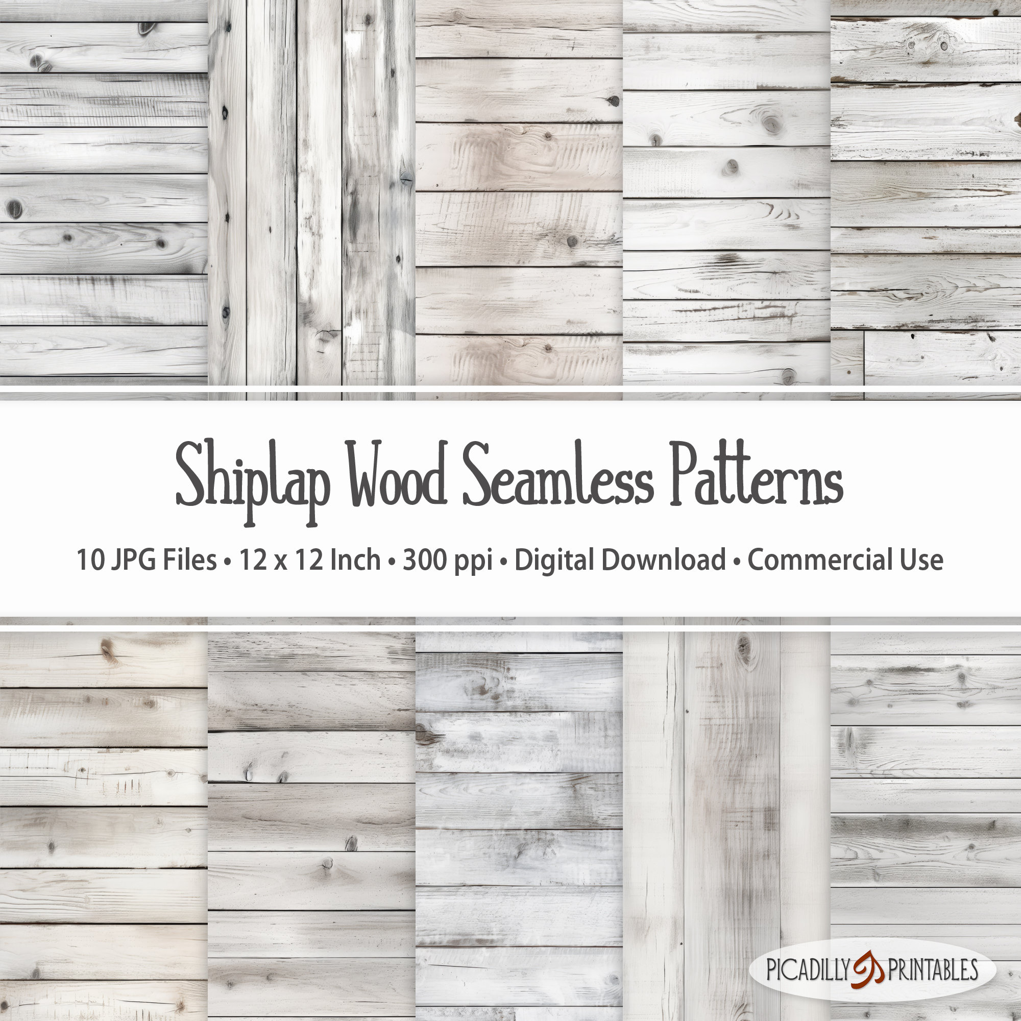 Weathered Shiplap Seamless Patterns - Whitewashed Wall Siding - 10 JPG ...