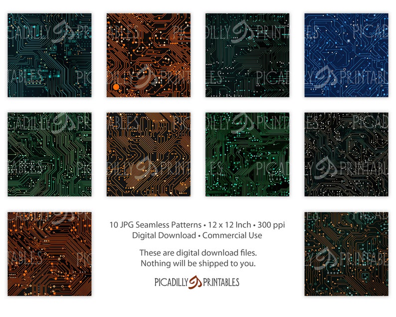 Circuit Board Style Seamless Pattern Backgrounds for Wallpapers ...