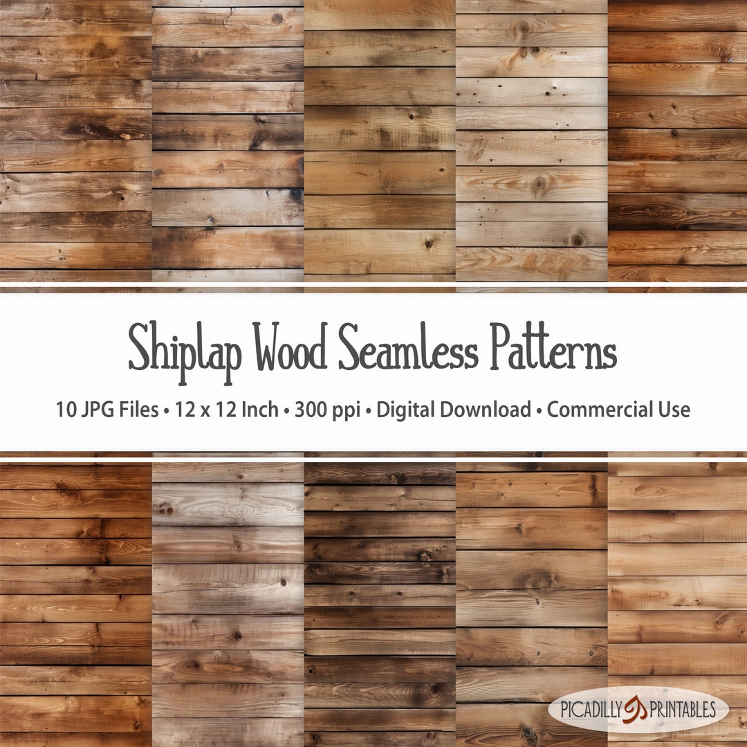 Shiplap Seamless Patterns - Weathered and Distressed Dark and Natural ...