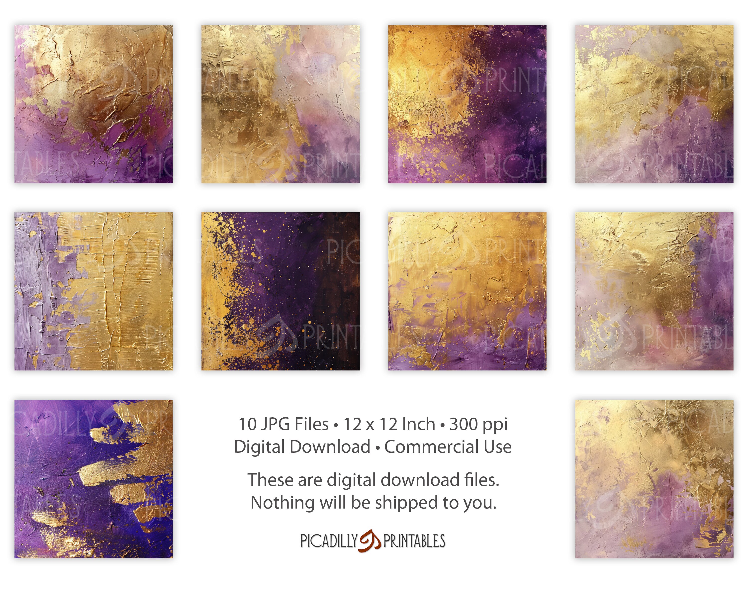 Purple and Gold Backgrounds - 10 JPG Files - 300 PPI - 12x12 ...