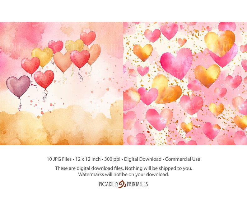 Pink Hearts Digital Papers Pretty Background Images for Scrapbooking ...