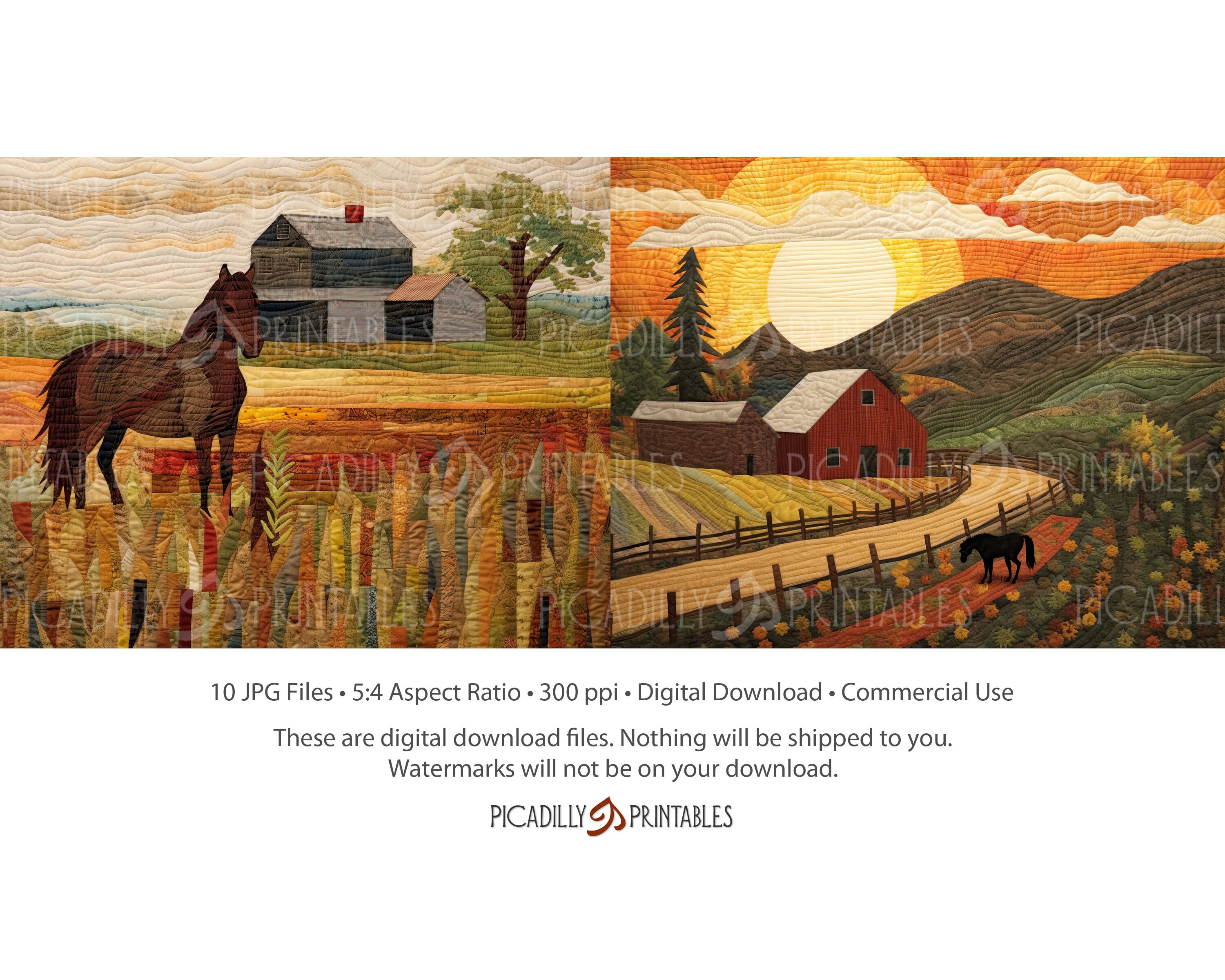 Quilted Farm Scenes - Backgrounds With a Quilted Look for Scrapbooking ...