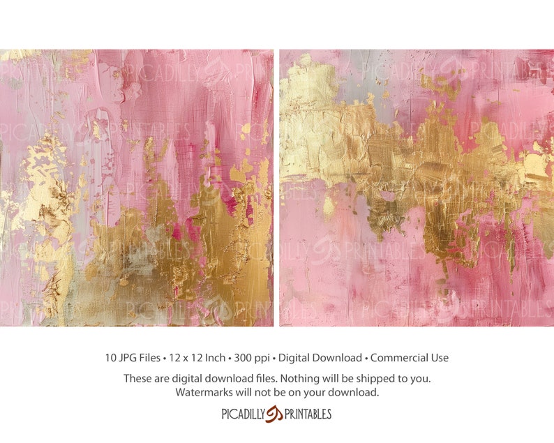 Pink and Gold Backgrounds - 10 JPG Files - 300 PPI - 12x12 ...