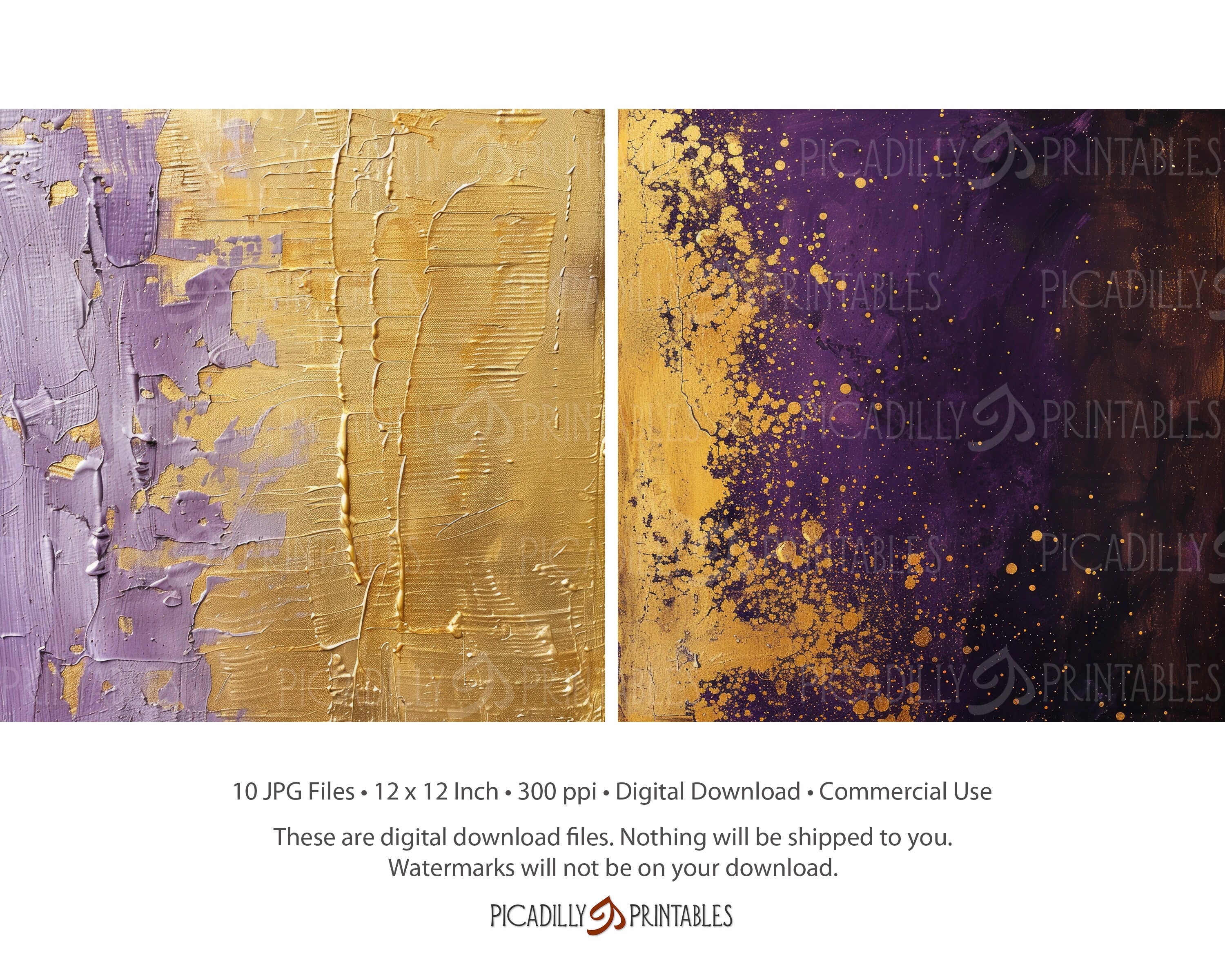 Purple and Gold Backgrounds - 10 JPG Files - 300 PPI - 12x12 ...