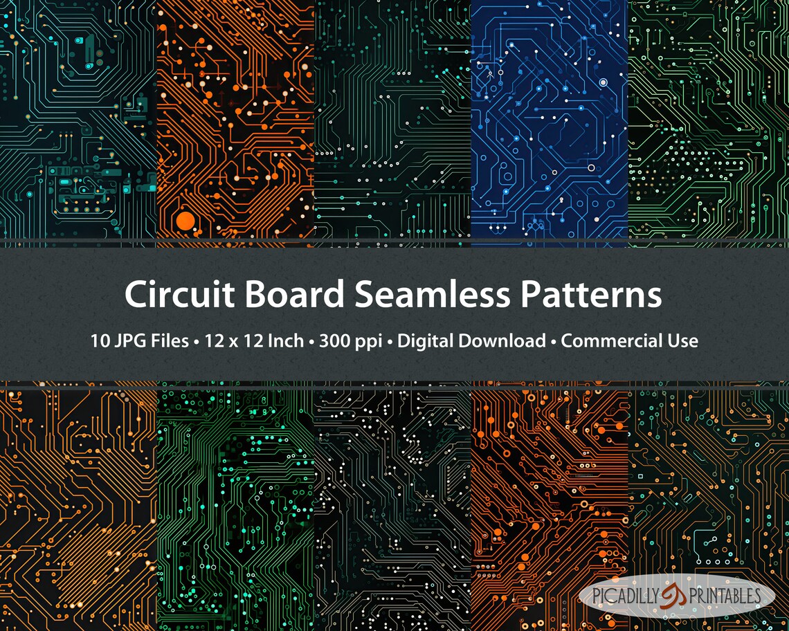 Circuit Board Style Seamless Pattern Backgrounds for Wallpapers ...