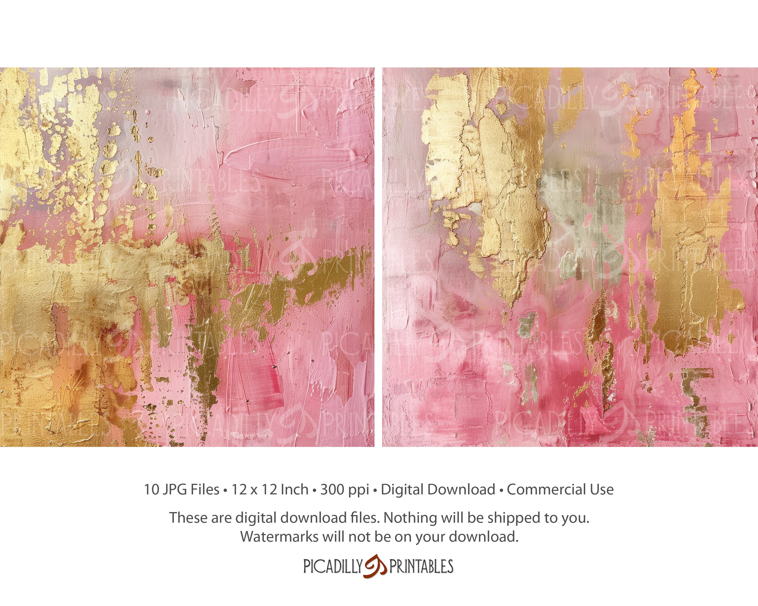 Pink and Gold Backgrounds - 10 JPG Files - 300 PPI - 12x12 ...