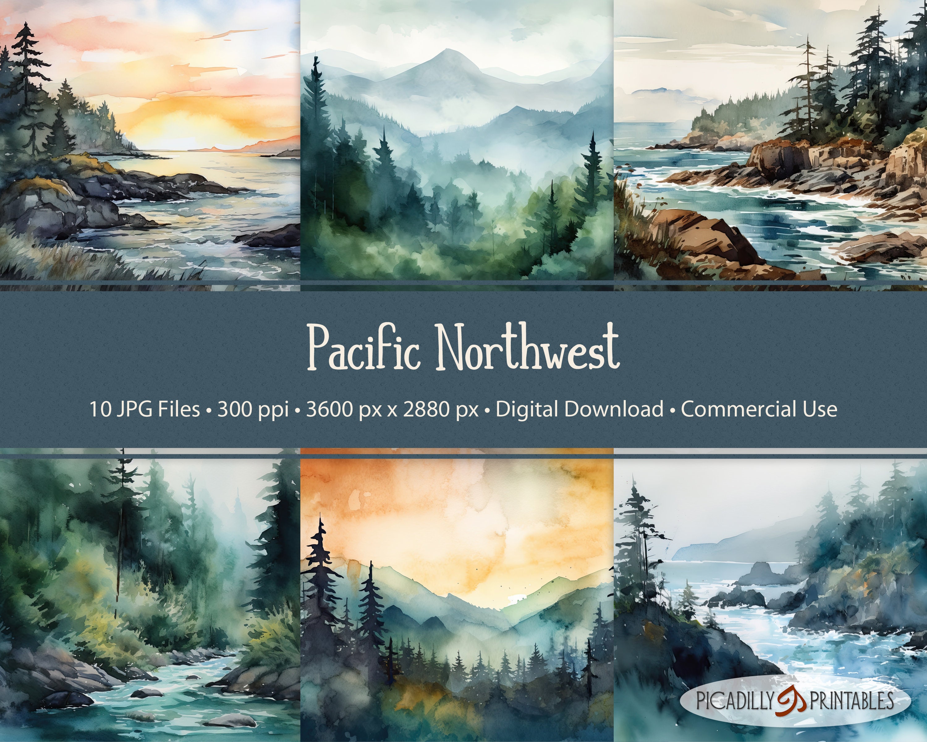Pacific Northwest - Watercolor Background Images of the PNW Coast and ...