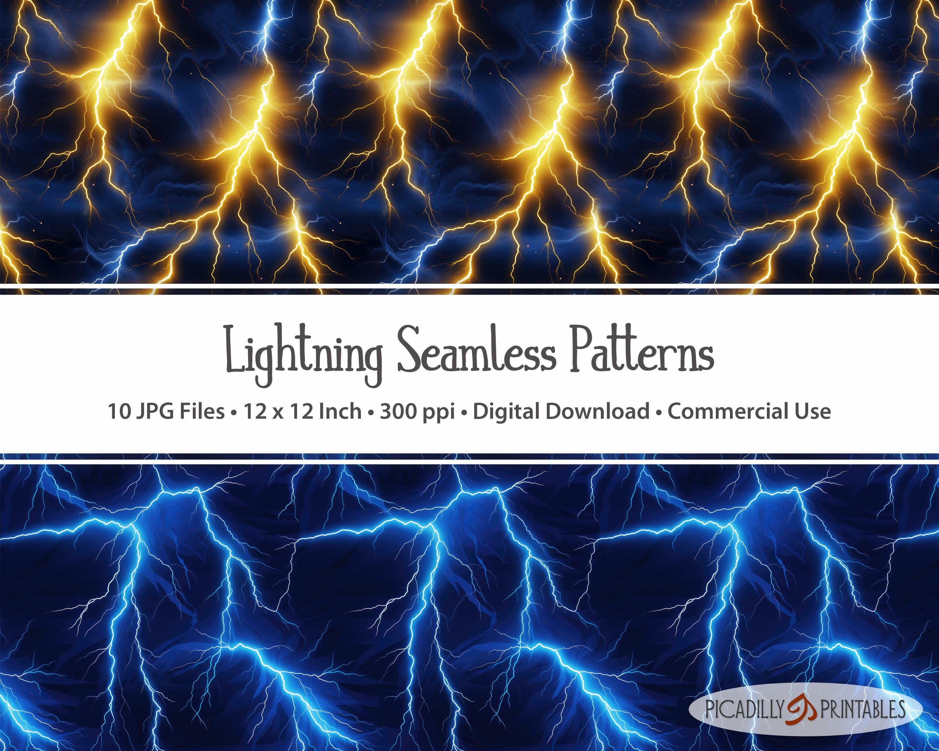 Lightning Seamless Patterns for Wallpapers, Textiles, Wrapping Paper ...