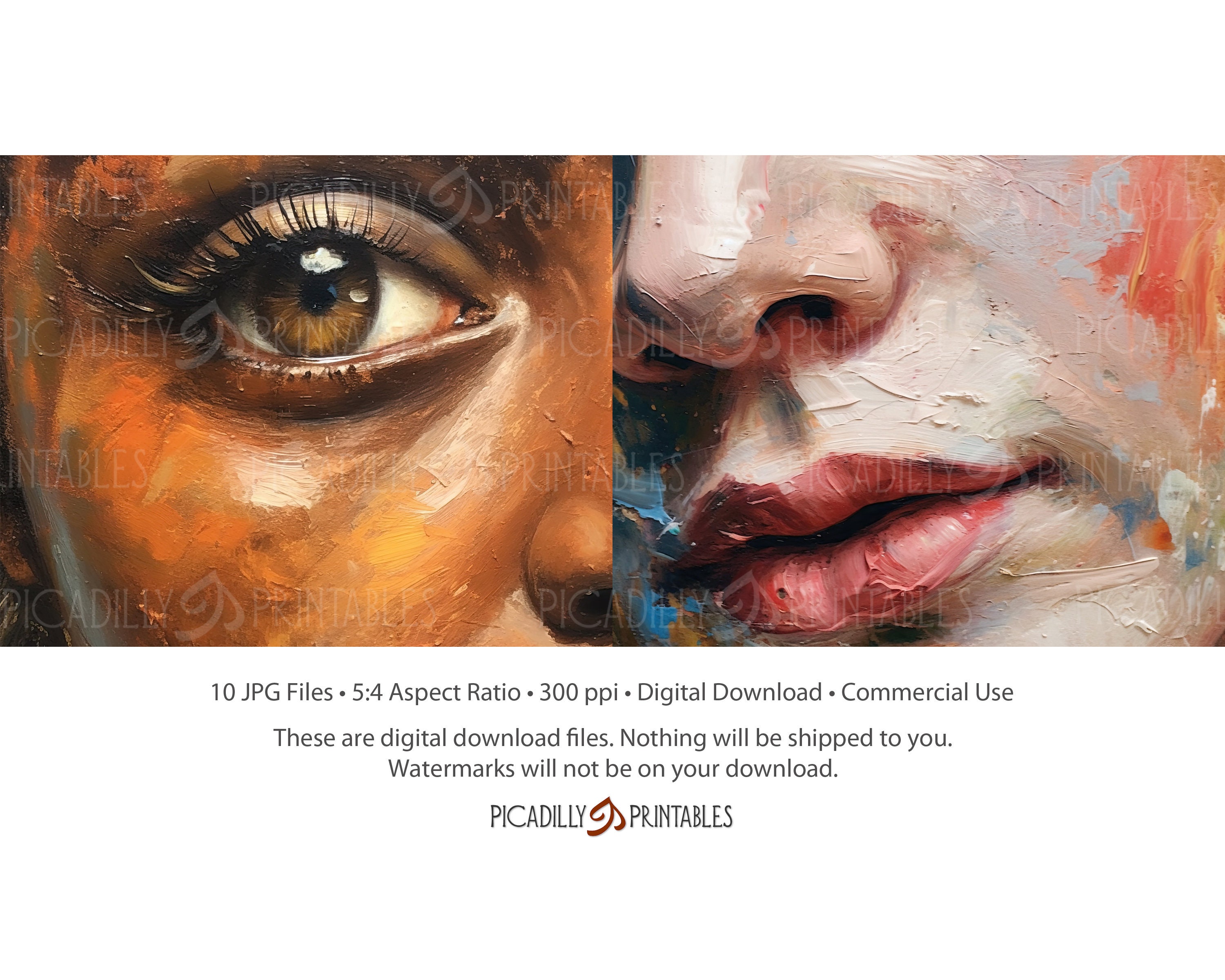 Female Portrait Close-ups - Oil Painting Backgrounds for Scrapbooking ...