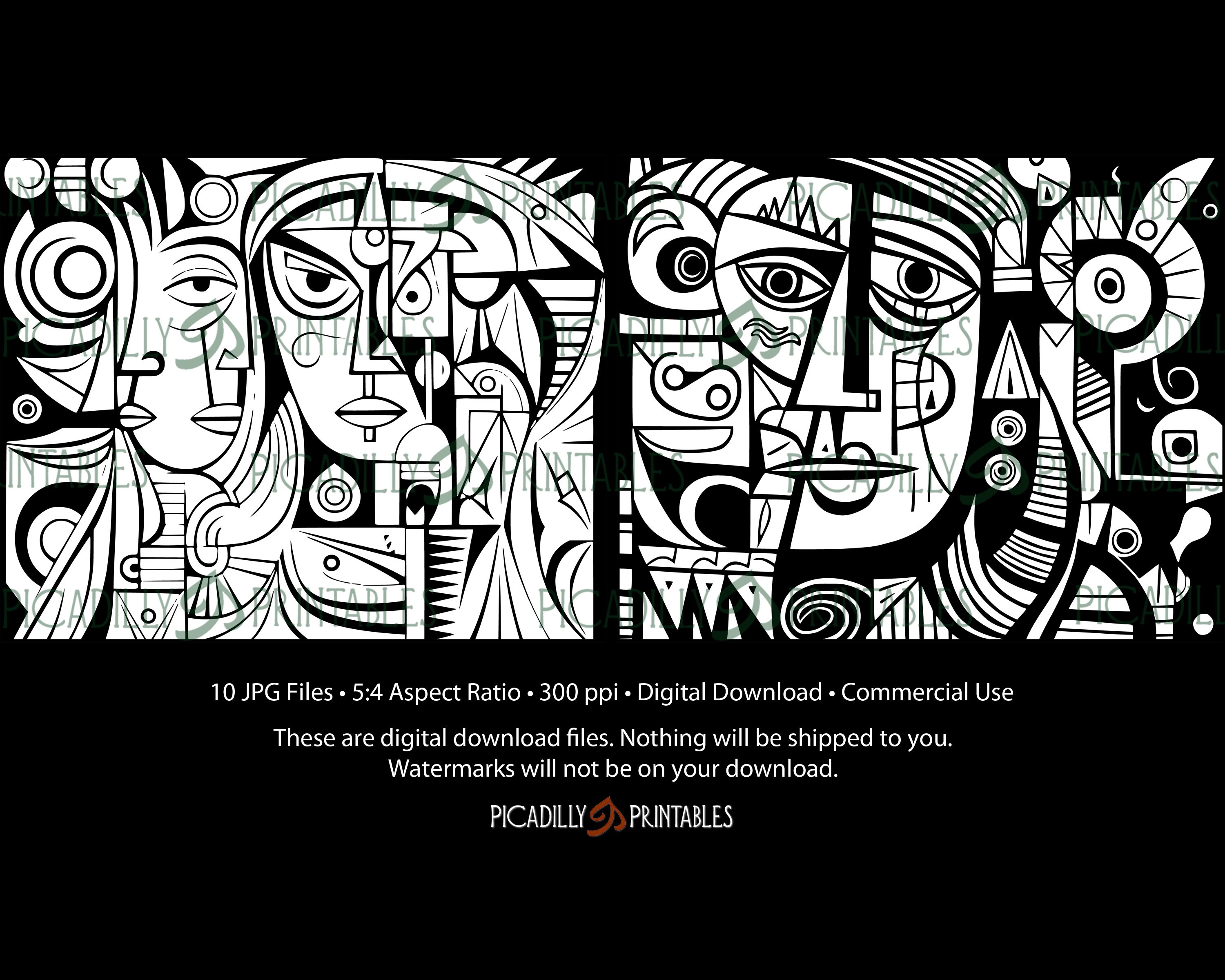 Black and White Cubism Art Style Coloring Pages Avant-garde Art for ...