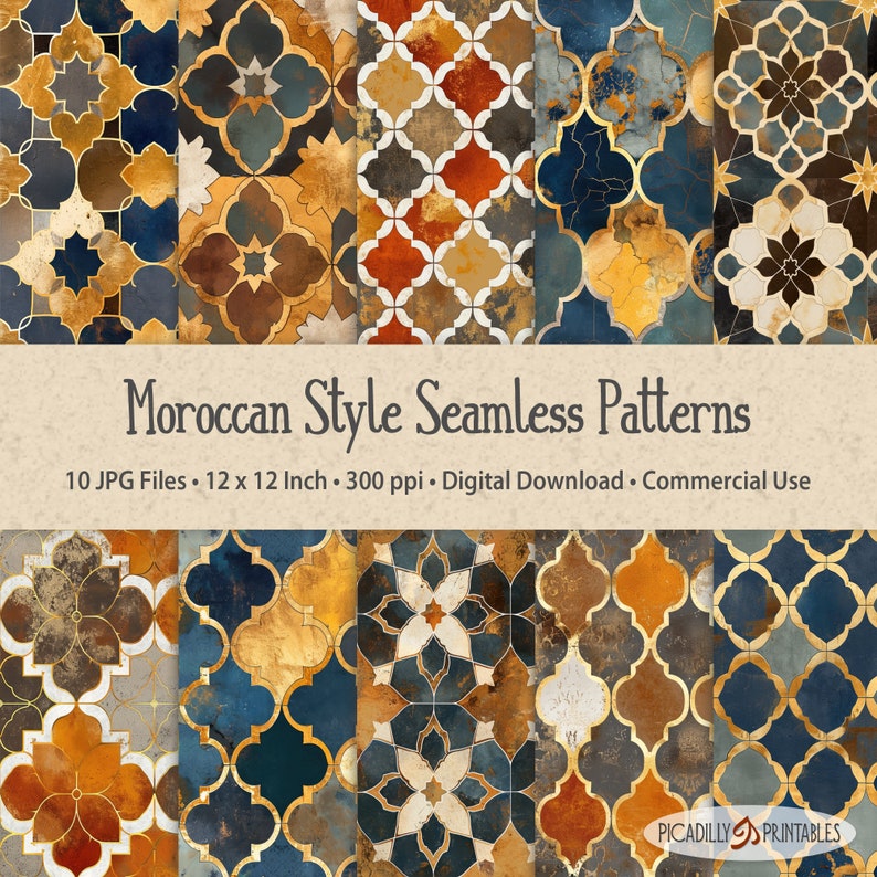 Moroccan Style Seamless Patterns for Wallpapers, Textiles, Wrapping ...