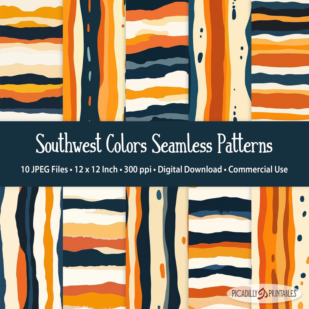 Desert Sunset Seamless Patterns - 10 JPEG Images - 300 PPI - 12x12 ...