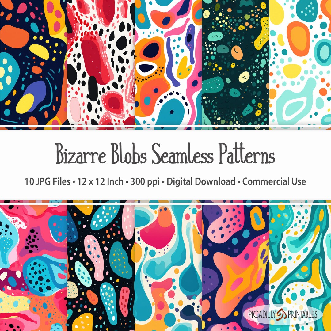Bizarre Blobs Seamless Patterns for Wallpapers, Textiles, Wrapping ...